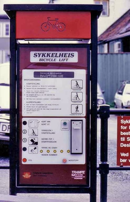 Trampe – The bicycle lift of Trondheim, Norway | Amusing Planet